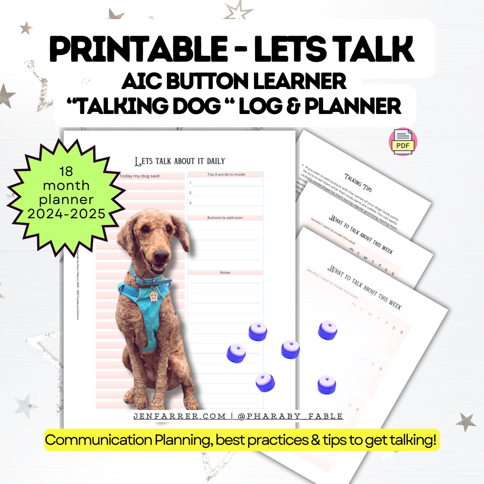 18 Month Printable Talking Pet Button Teaching Guide Book | AIC | Teach ...