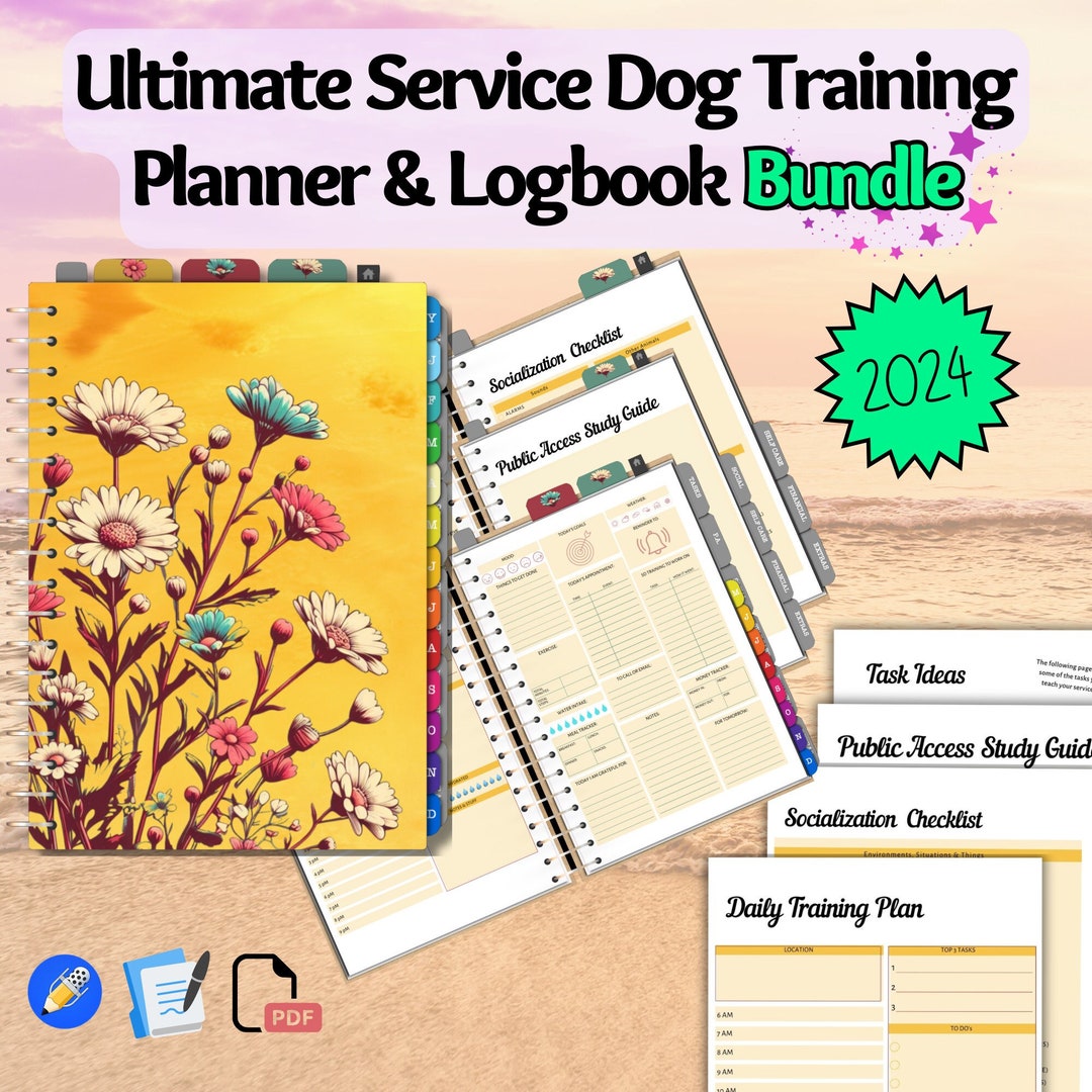 2024 Instant Download Service Dog Training Planner & Log Bundle Service ...