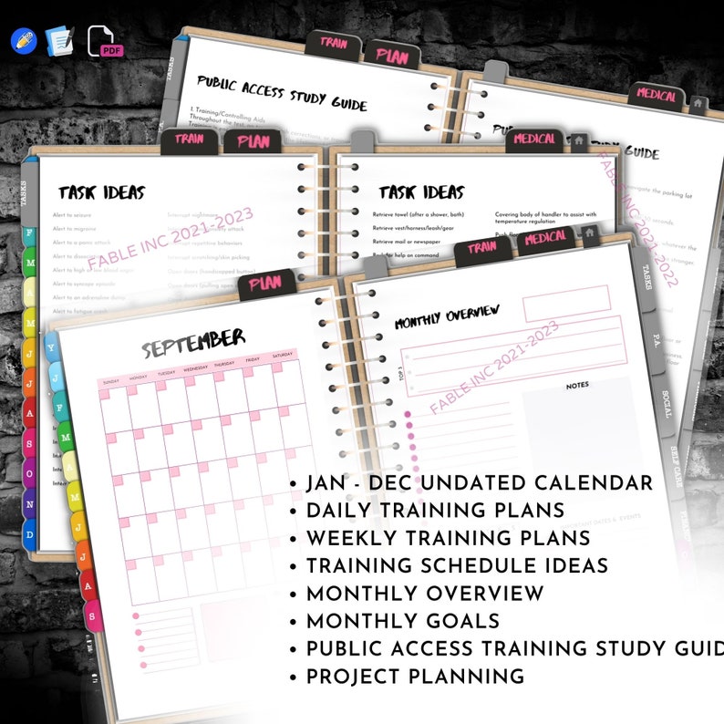 Service Dog Training Log & Planner Undated | Public Access Training ...