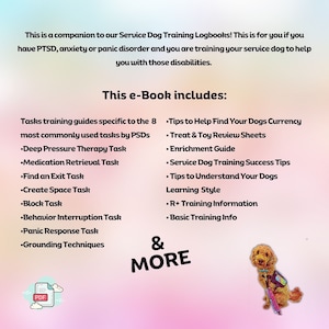 Psychiatric Service Dog Task Training Book for Owner Trainers, Service ...