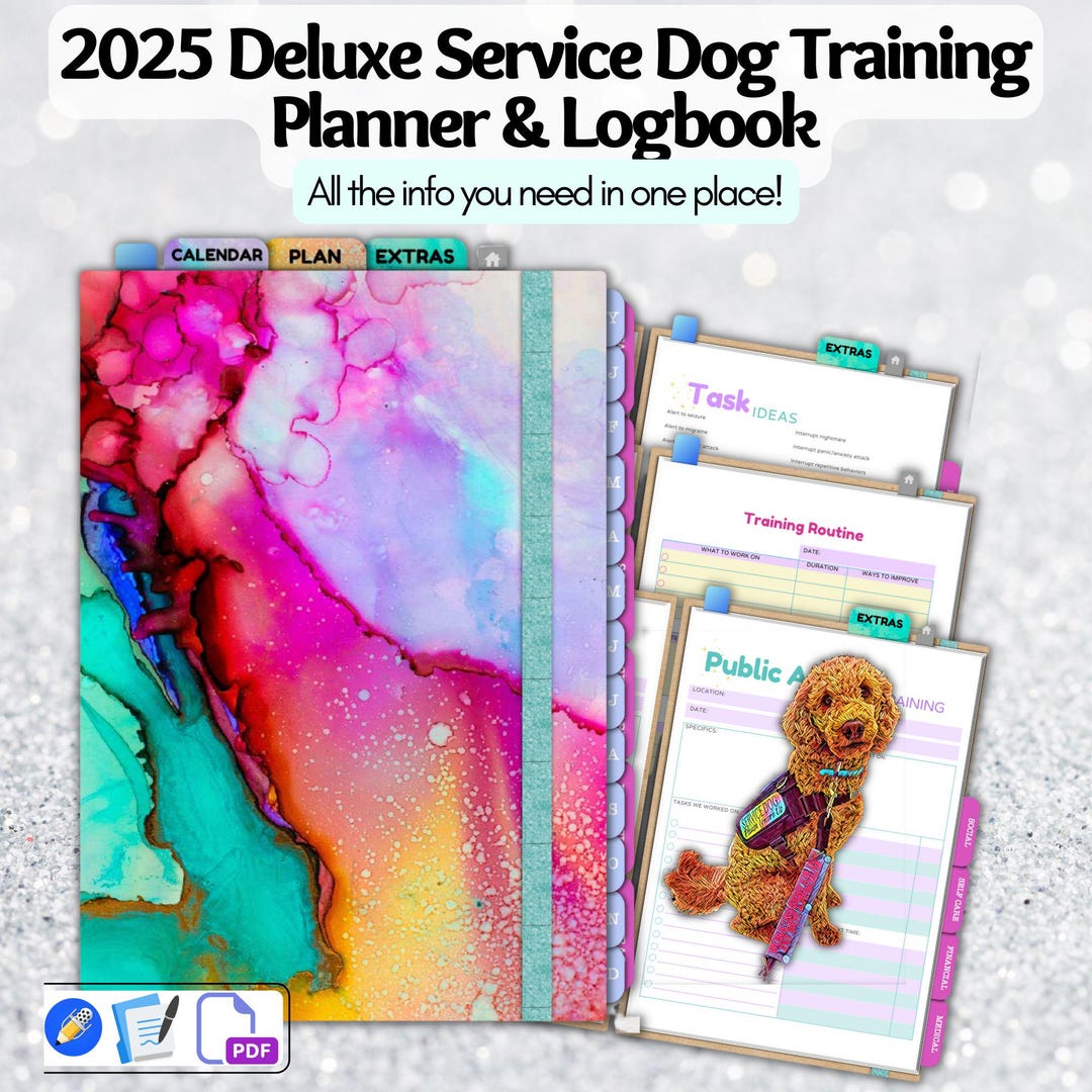 2025 Deluxe Service Dog Training Planner & Log for Service Dog Handlers ...