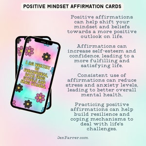 Positive Mindset Affirmation Cards - Instant Download 45 Cards ...