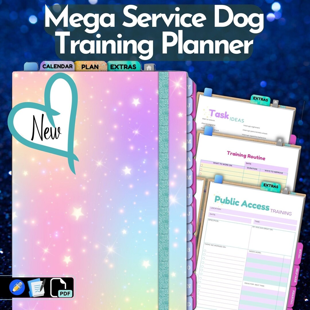 Undated Service Dog Training Planner Socialization, Tasks,public Access ...