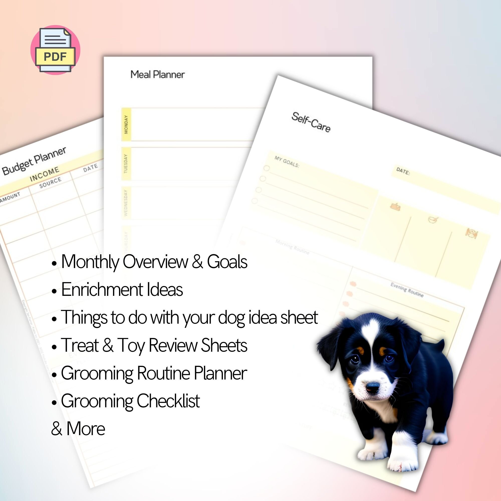 Puppy Parent Planner Potty Training, Trick Ideas, Enrichment Ideas ...
