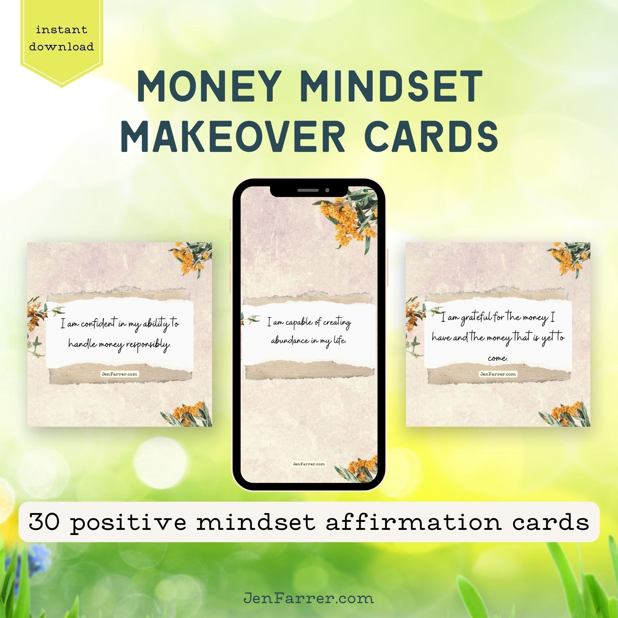 Positive Financial Mindset Affirmation Cards Prosperity Mindset Money ...