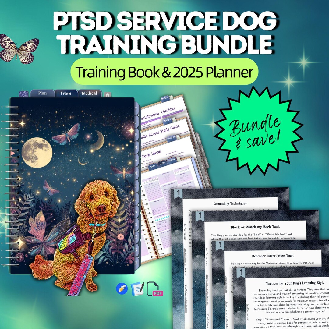 2025 PTSD Service Dog Task Training Book & Planner Logbook for Owner ...