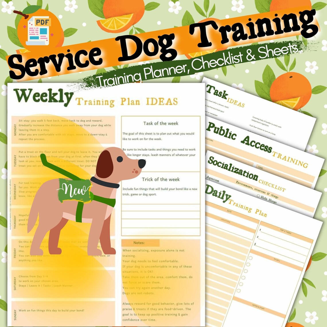 90 Page Service Dog Training Checklists & Mental Health - Etsy
