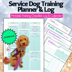 Undated Printable Service Dog Training Planner & Log Socialization ...