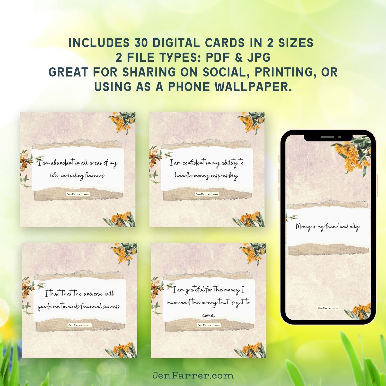 Positive Financial Mindset Affirmation Cards Prosperity Mindset Money ...