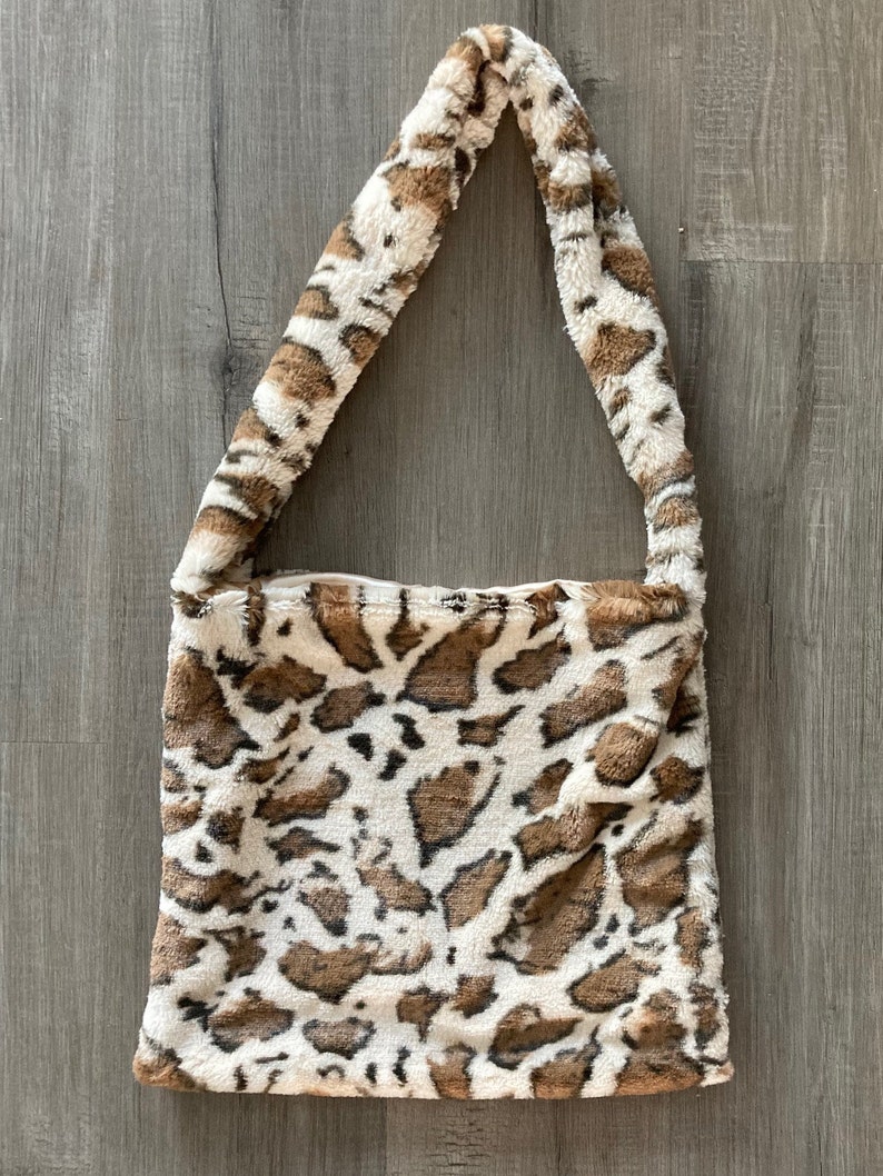 Large Fluffy Giraffe Print Bag Brown Animal Print Fuzzy - Etsy