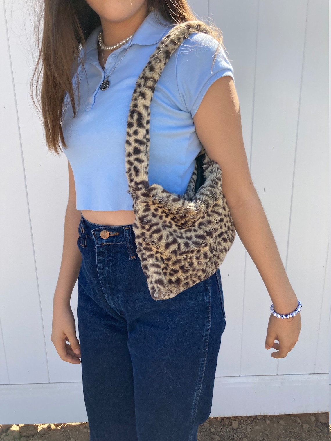 Small Fluffy Cheetah Print Bag Brown Animal Print Fuzzy | Etsy