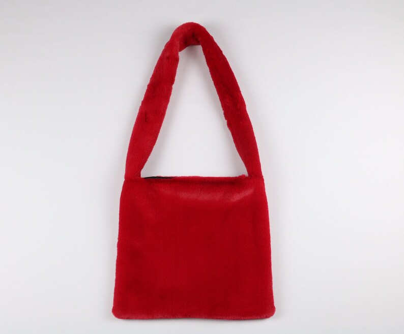 Medium Fluffy Red Bag - Red Fuzzy Purse - Y2k Tote Bag - Red Purse - Etsy