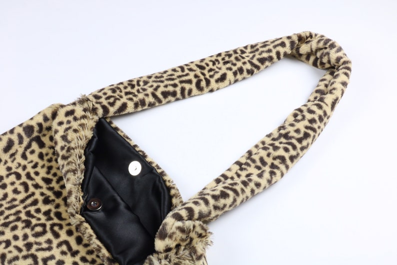 Medium Fluffy Cheetah Print Bag - Brown Animal Print Fuzzy Purse - Y2k ...