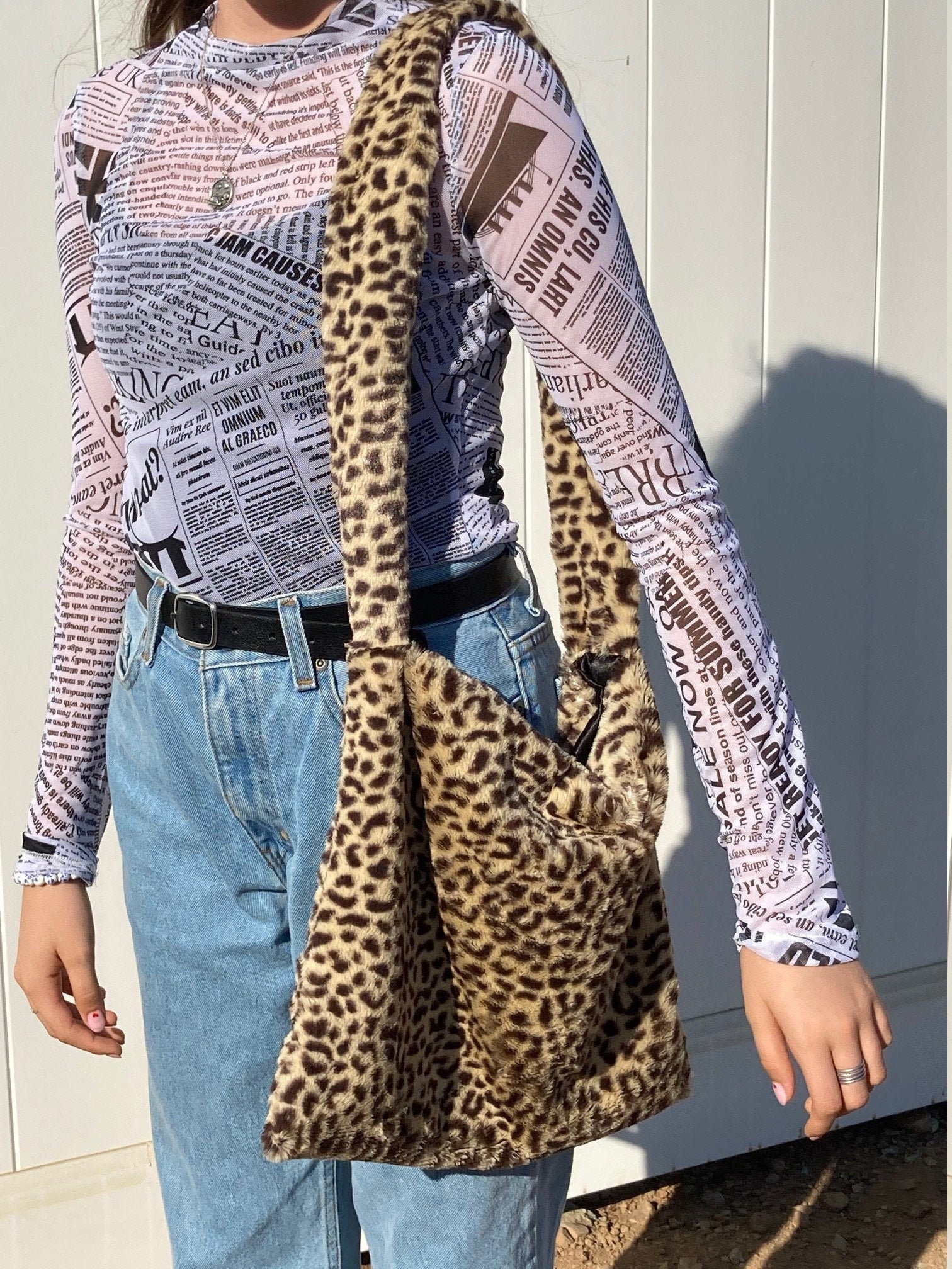 Large Fluffy Cheetah Print Bag - Cheetah Animal Print Fuzzy Purse - Y2k ...