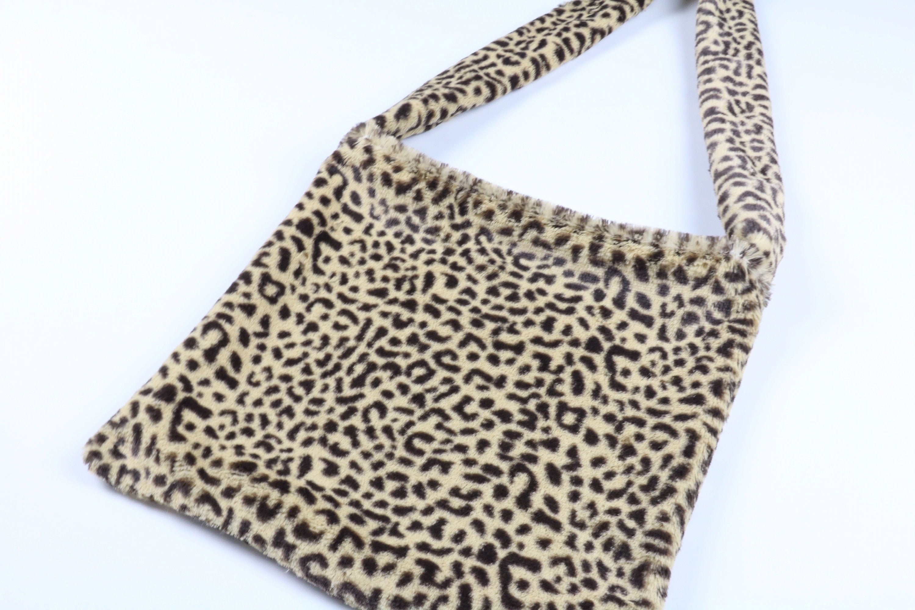 Medium Fluffy Cheetah Print Bag - Brown Animal Print Fuzzy Purse - Y2k ...