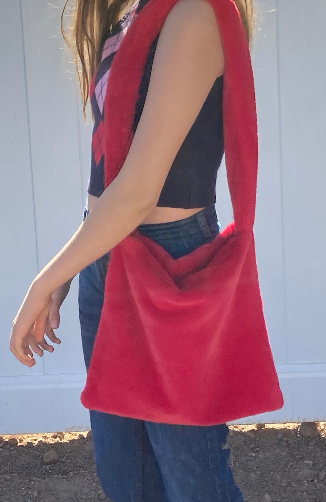 Medium Fluffy Red Bag - Red Fuzzy Purse - Y2k Tote Bag - Red Purse - Etsy