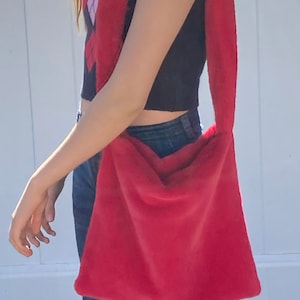Medium Fluffy Red Bag Red Fuzzy Purse Y2k Tote Bag Red Purse - Etsy