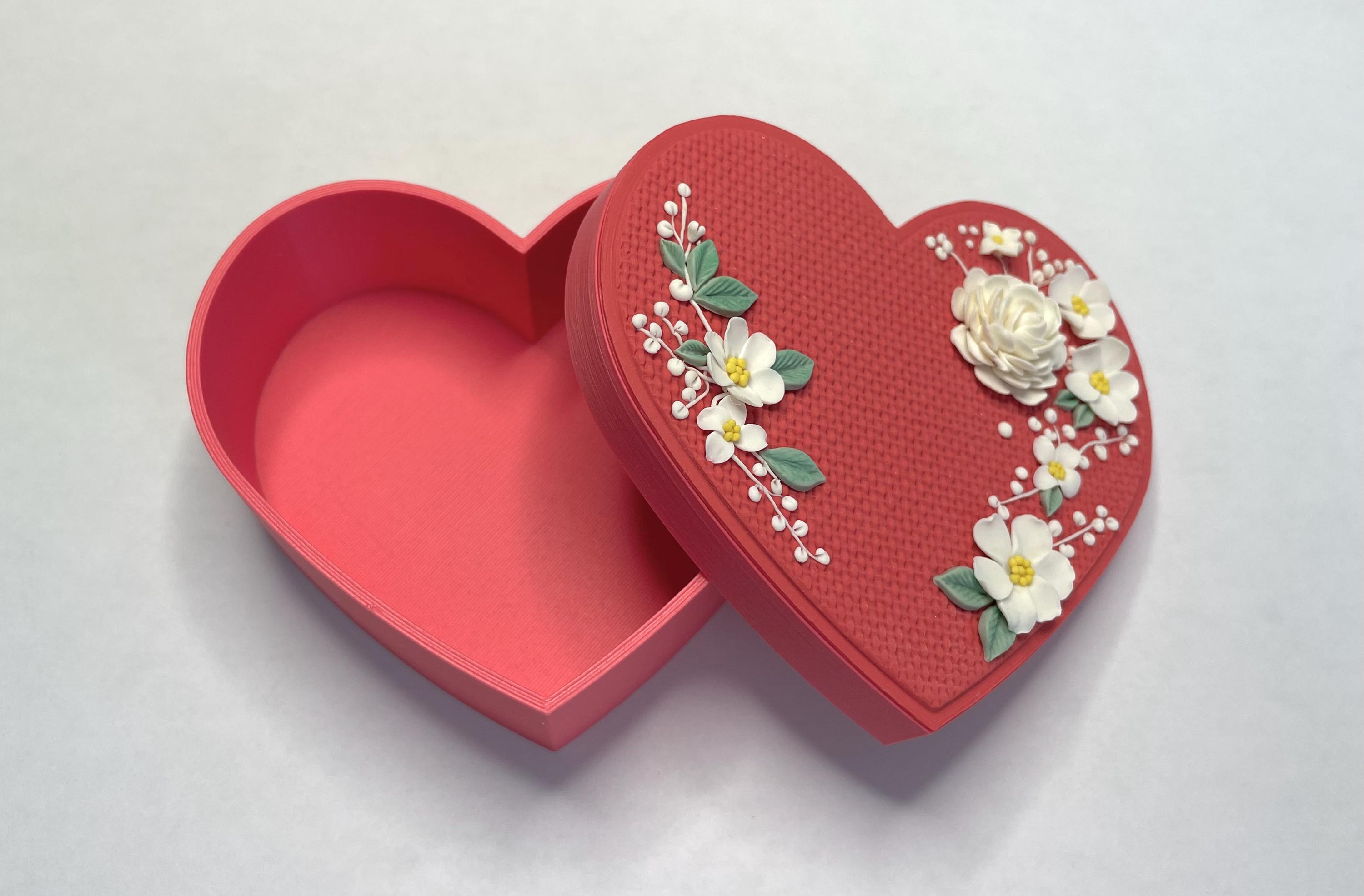 Cute Pink Heart Shaped 3D Printed Box Polymer Clay Handmade Décor ...