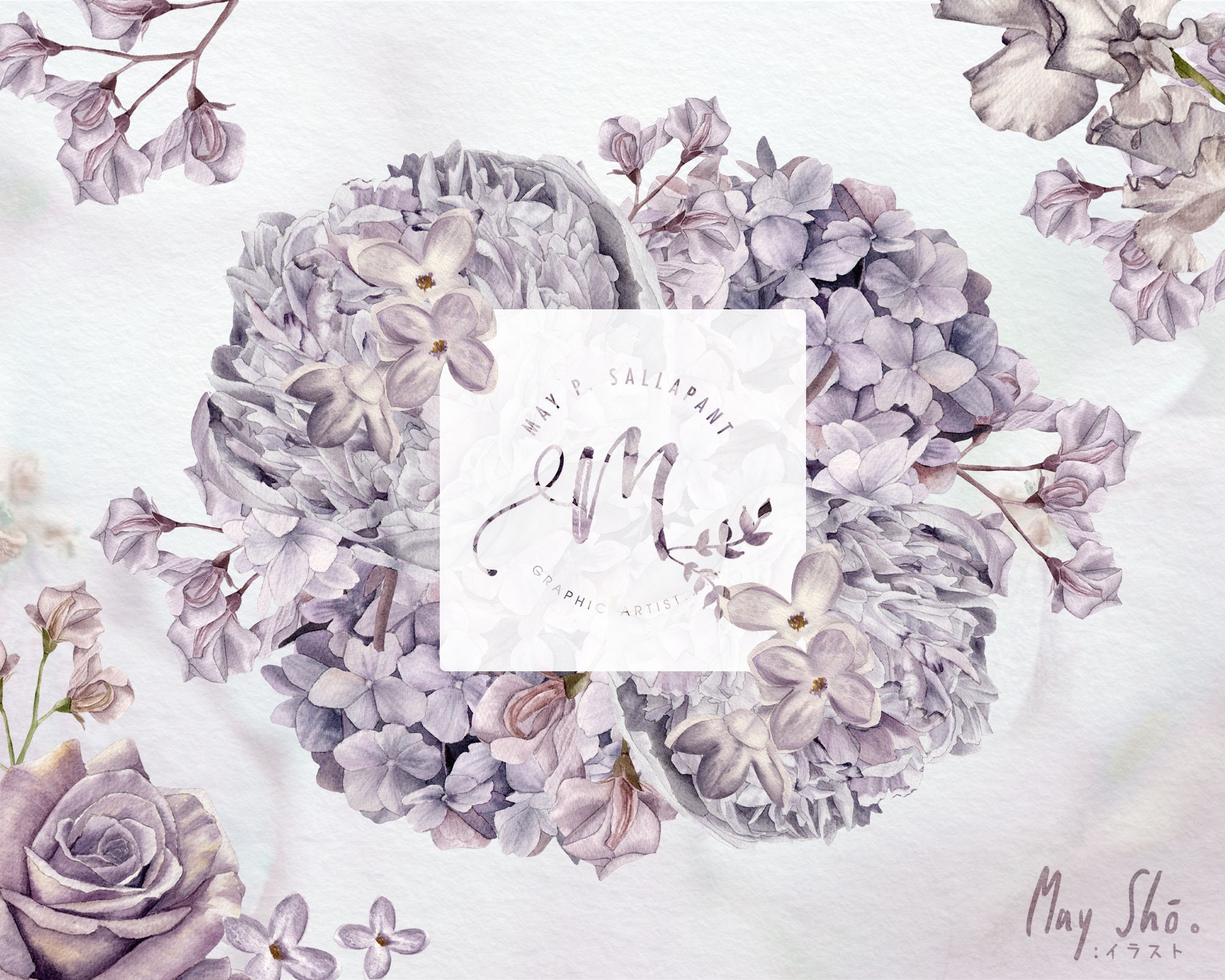 Lilac Purple Watercolor Graphics, Flower Clipart, Wedding, Invitation ...