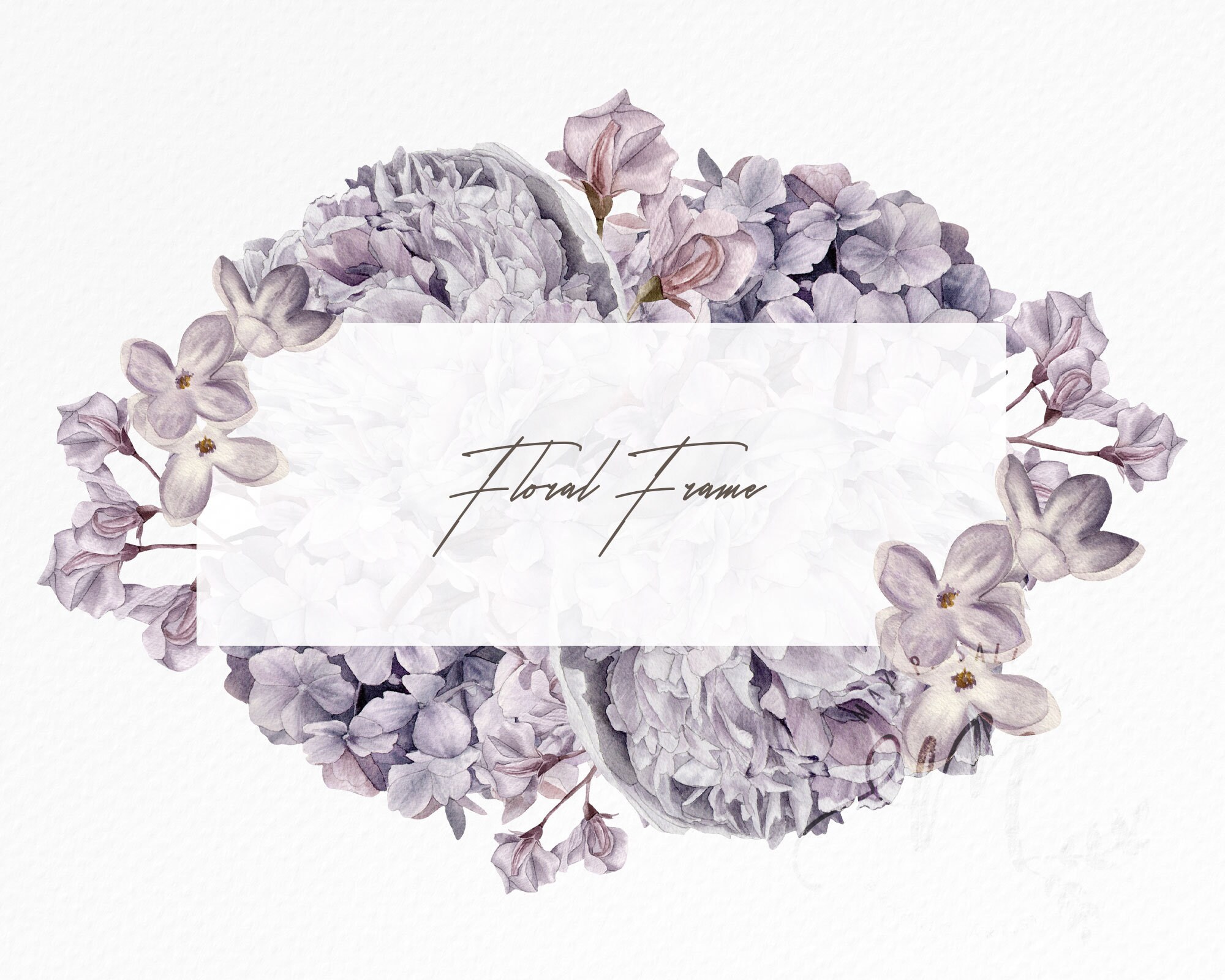 Purple Lilac Floral Frame: Watercolor Flower Border (digital Download ...