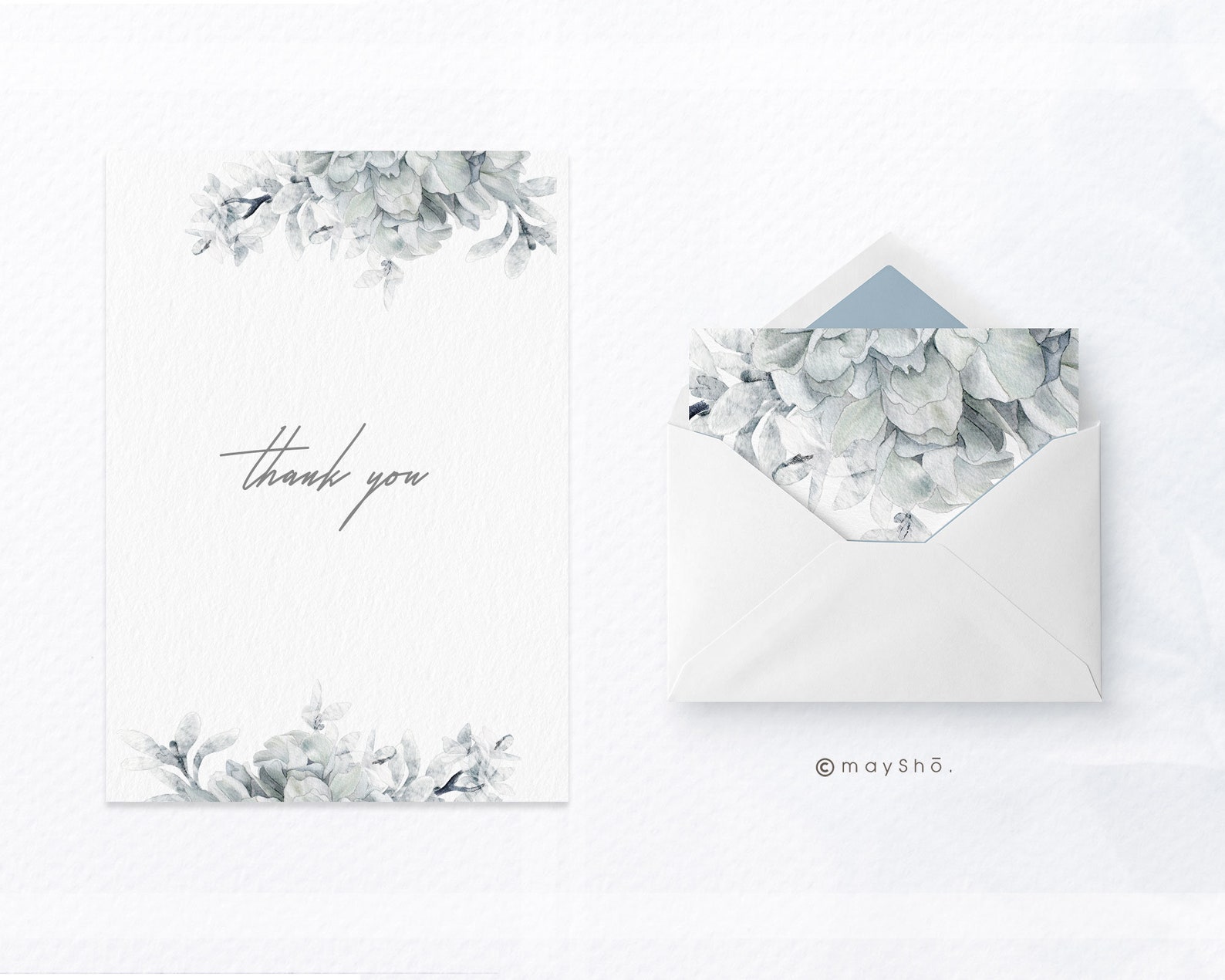 Watercolor Floral Frame Clipart: Gray & Blue Flowers (digital Download ...