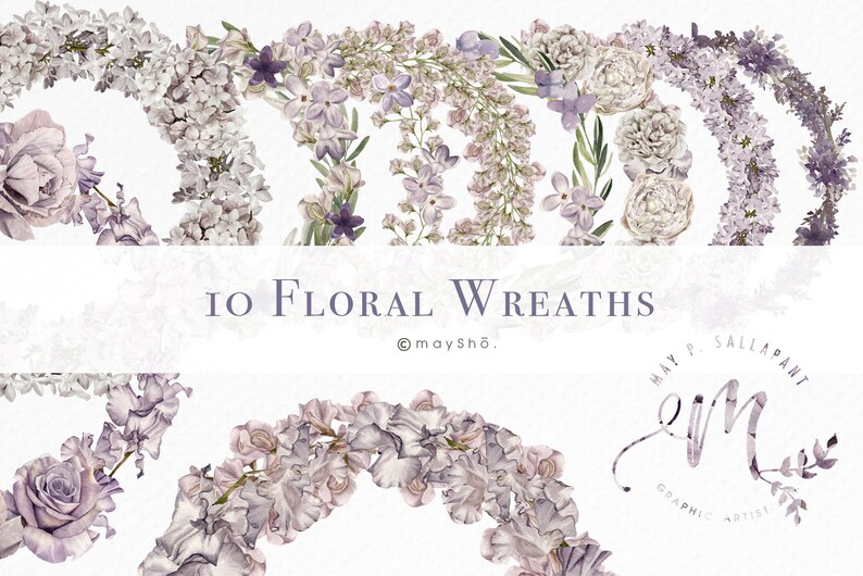 Lilac Purple Watercolor Graphics, Flower Clipart, Wedding, Invitation ...