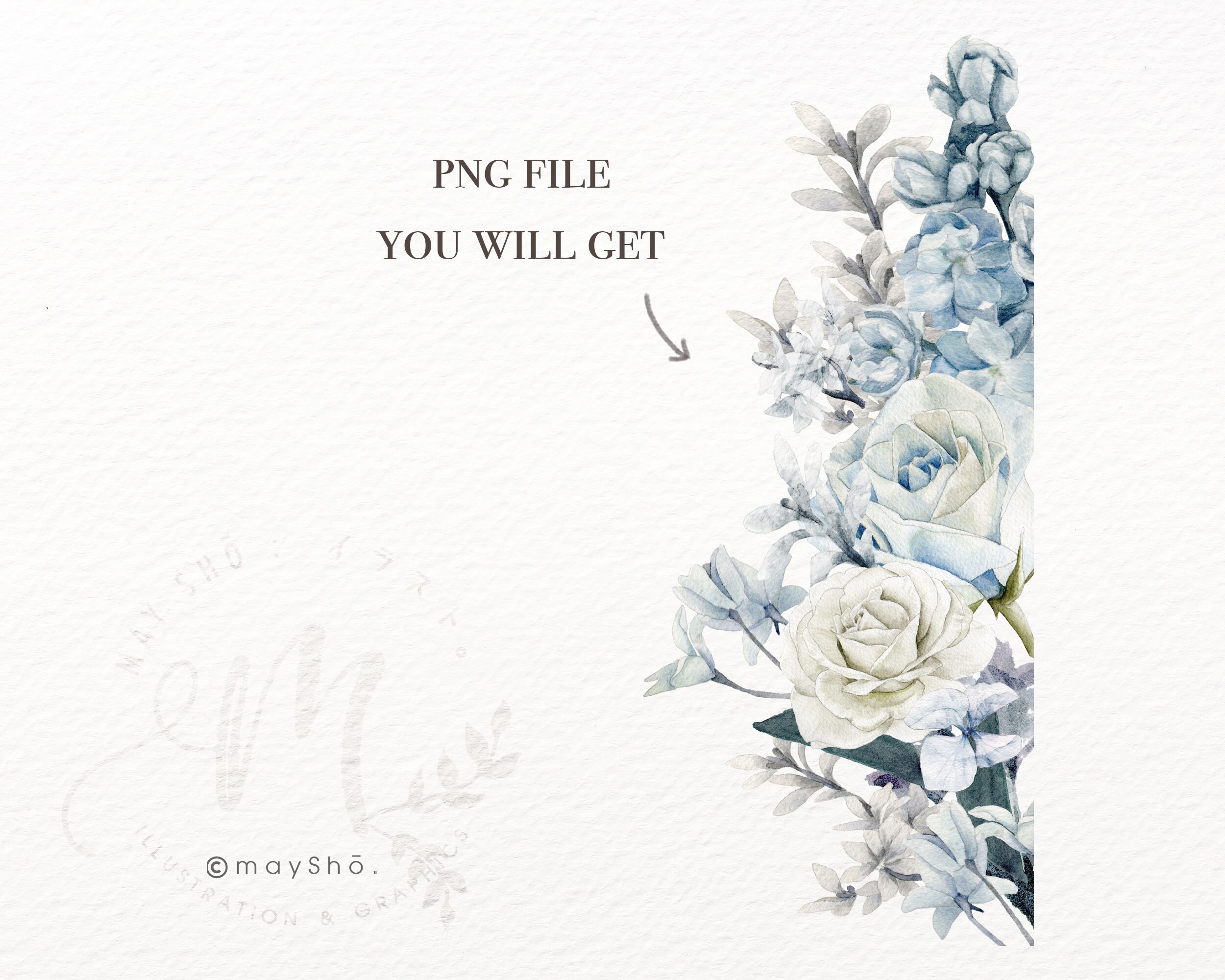 Blue Floral Border, Watercolor Flowers Border for Wedding, Invitation ...