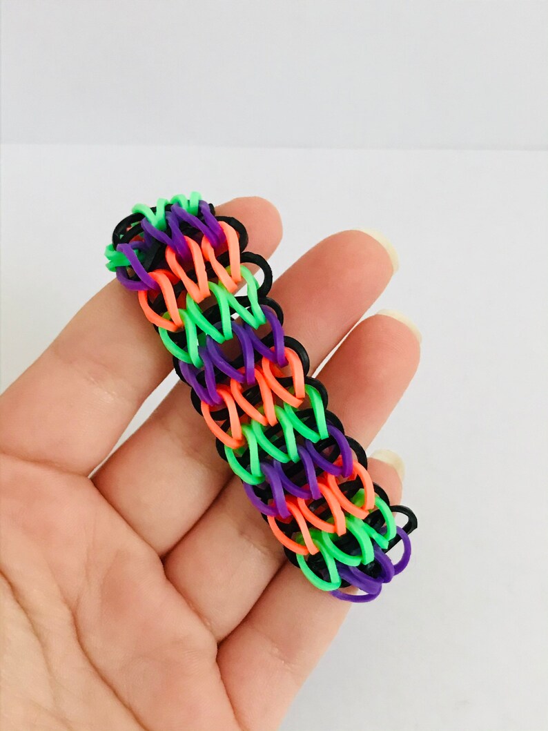 Orange Green Purple and Black Rainbow Loom Triple Single - Etsy