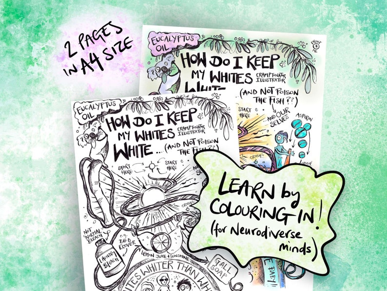 White Laundry Eco Colouring in Printable Page, Ecological Infographic ...