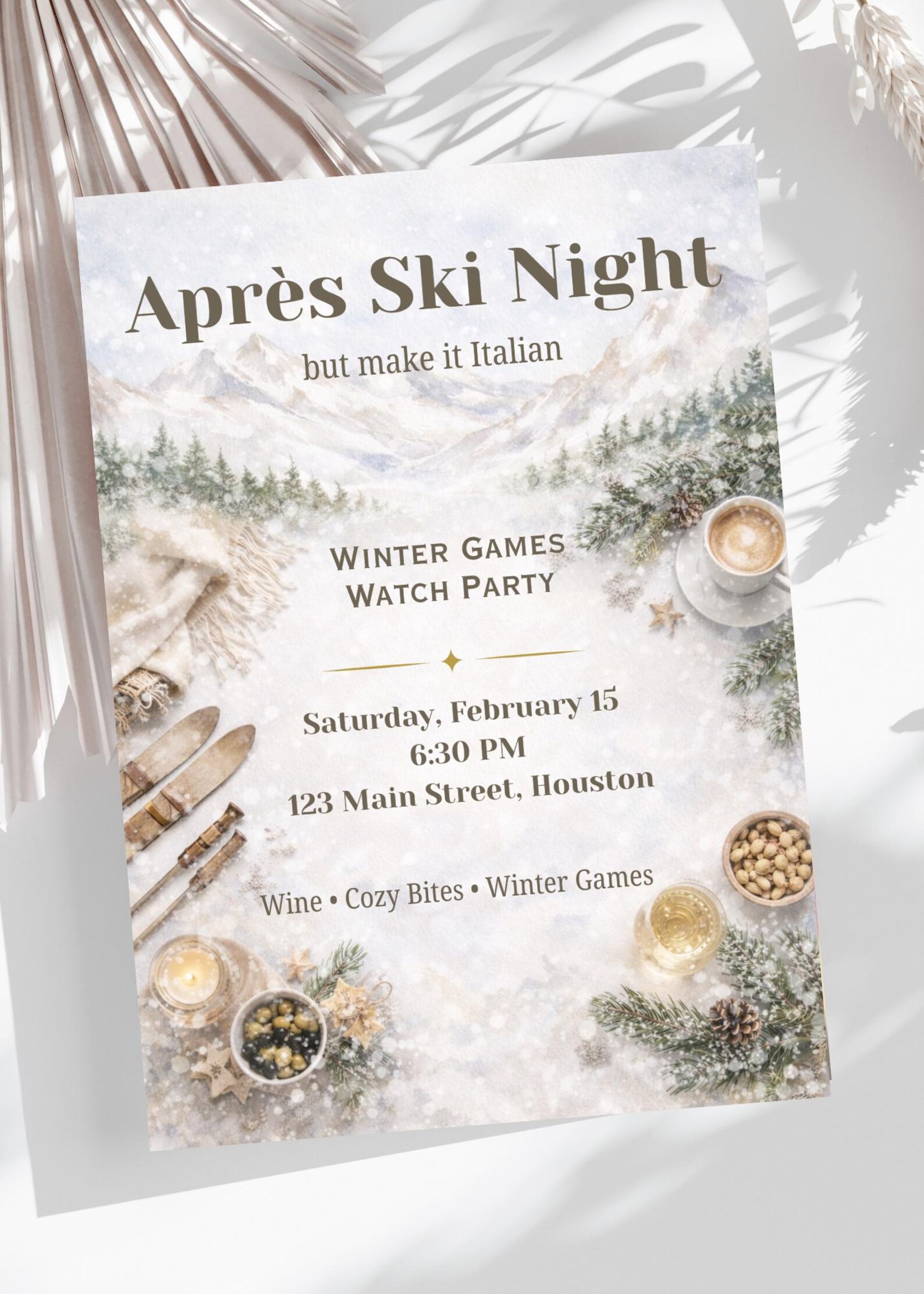 Après Ski Italian Winter Games Watch Party Invitation | Editable Canva ...