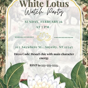 White Lotus Party Invitation Template – Tropical Resort Bachelorette or ...