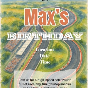 Race Track Birthday Party Invitation | Editable Grand Prix Watch Party ...