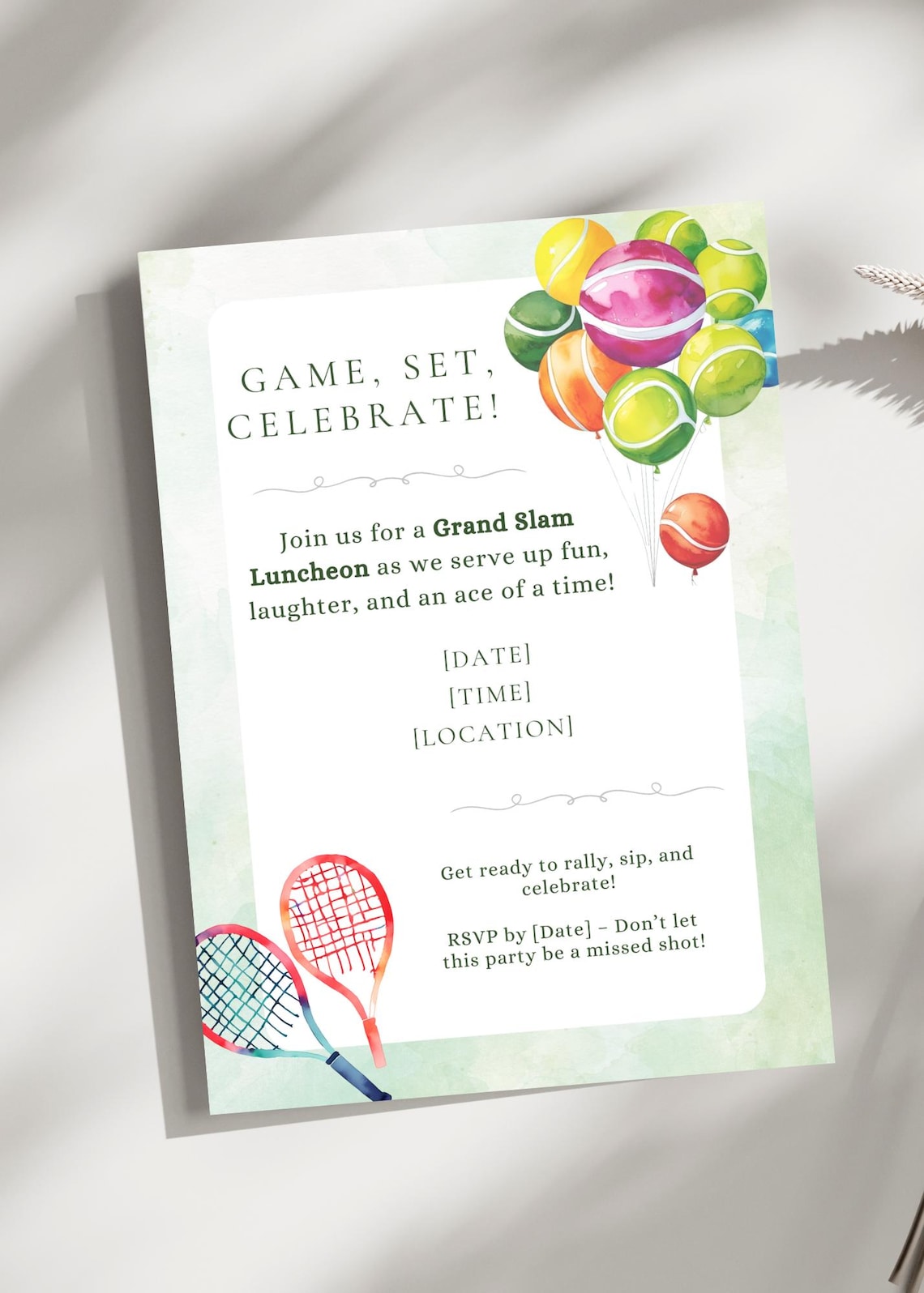 Tennis Birthday Invitation | Grand Slam Tennis Party | Editable Tennis ...