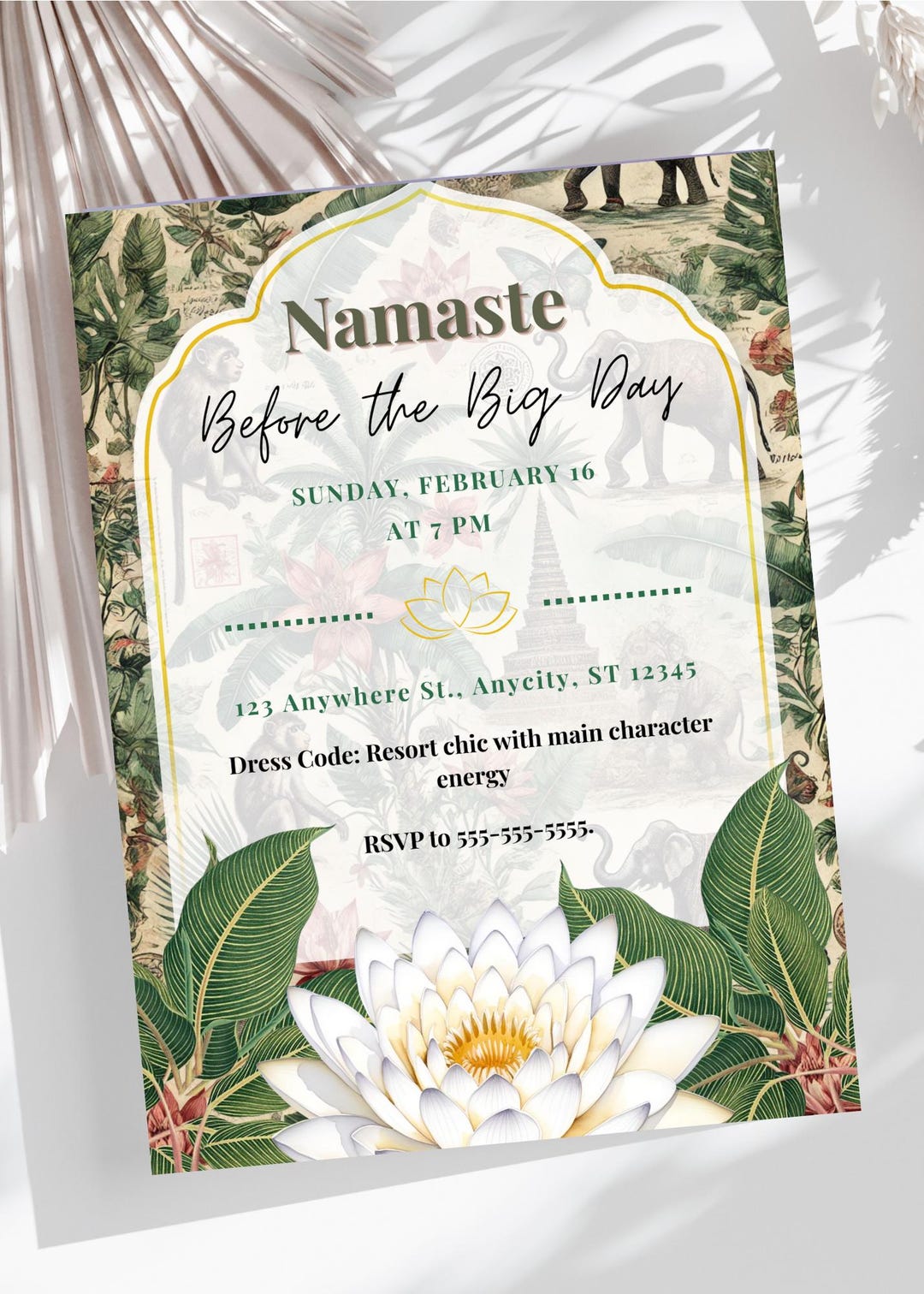White Lotus Party Invitation Template – Tropical Resort Bachelorette or ...
