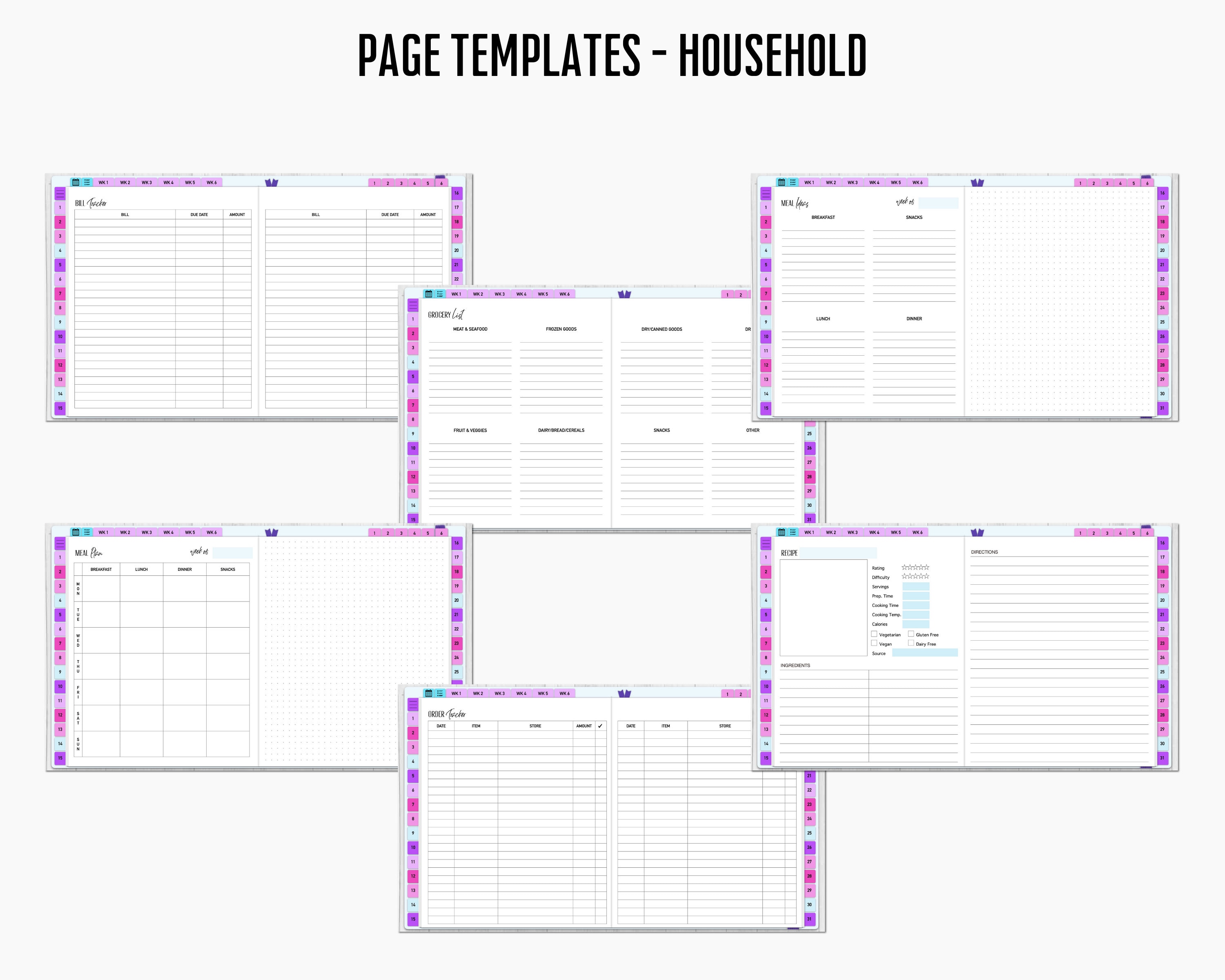 One Month Digital Planner Undated Horizontal Digital Planner - Etsy
