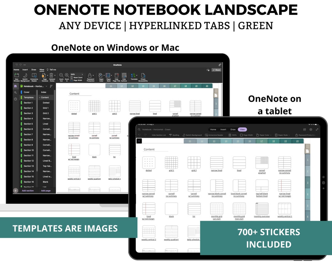 Onenote Notebook Digital, Onenote Notes Template Android, Onenote iPad ...