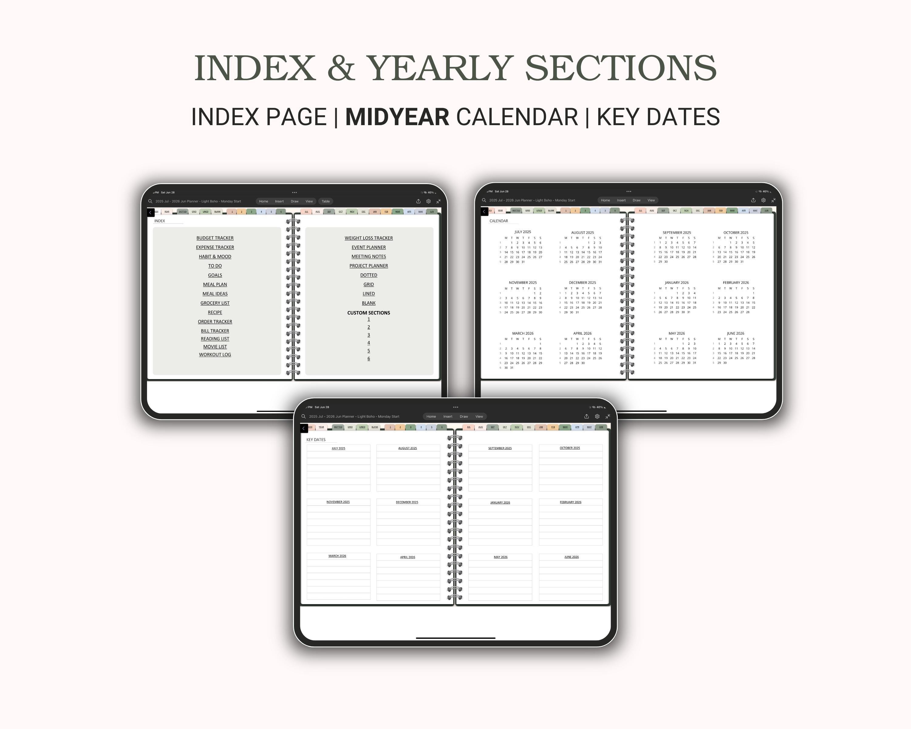 July 2025 to June 2026 Onenote Planner, Digital Midyear Planner ...