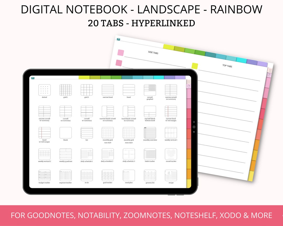 Digital Notebook With 20 Tabs, Hyperlinked Notebook, Student Notebook ...