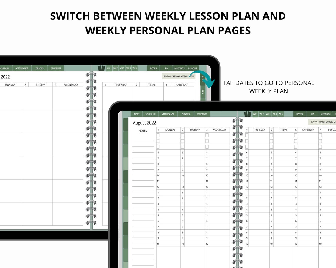 Digital Teacher Planner August Start Teacher Digital Planner - Etsy