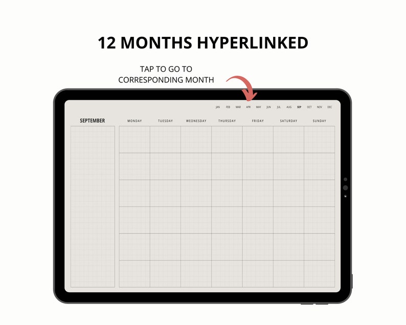 Goodnotes Monthly Planner Undated Digital Planner Notability | Etsy
