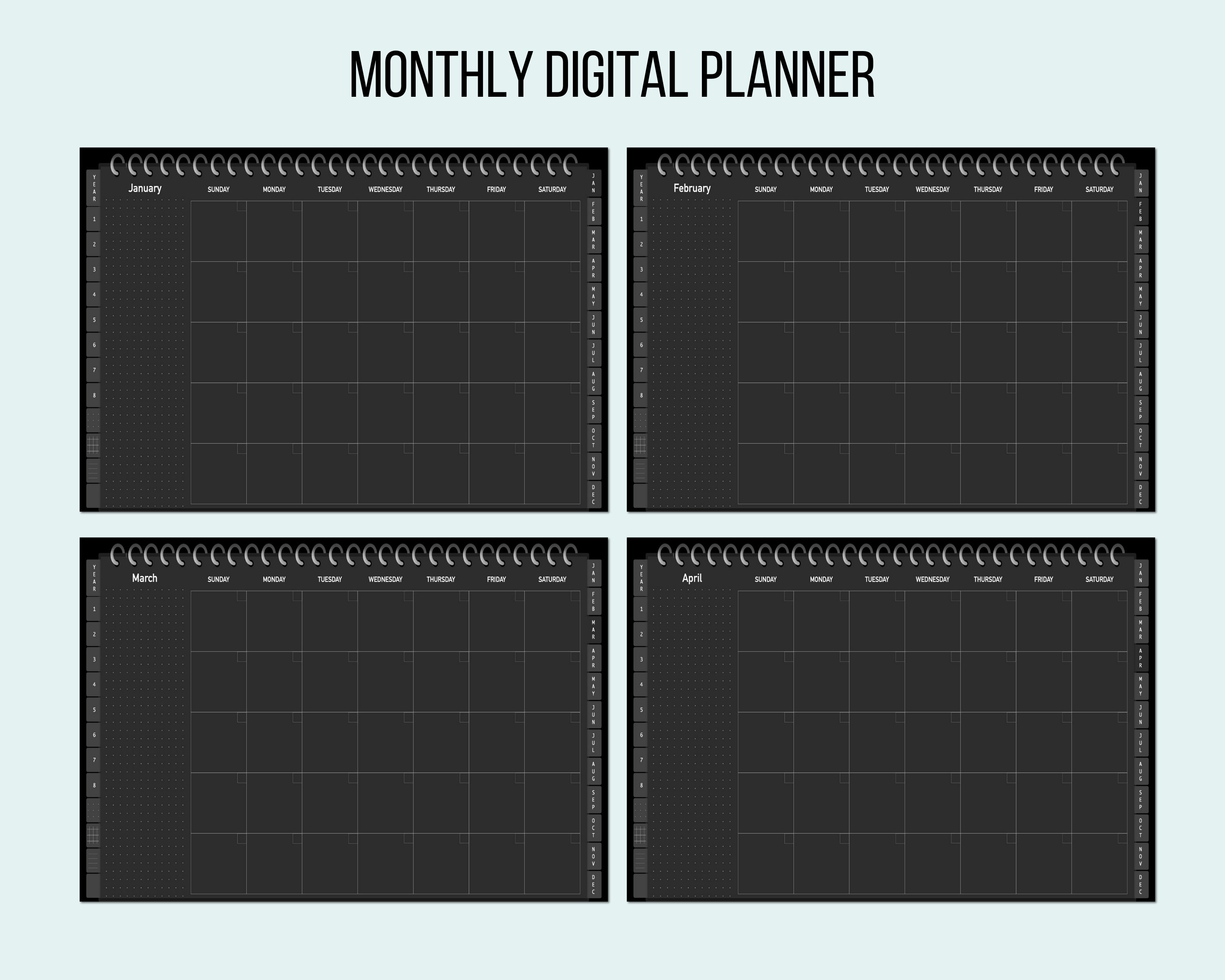 Undated Digital Planner Goodnotes, Undated Digital Monthly Calendar ...