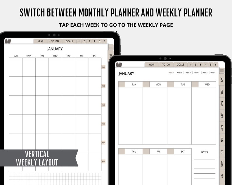 Undated Digital Planner Goodnotes Ipad Planner Notability - Etsy