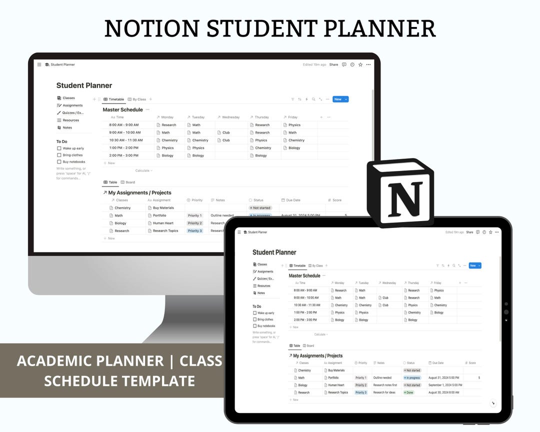 Notion Student Planner, Academic Organizer, Digital Planner for ...