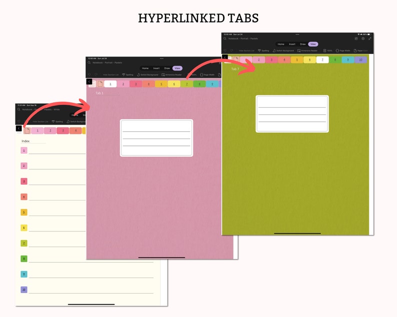 Onenote Notebook Bundle in Portrait, Notes Template, Onenote Note Page ...