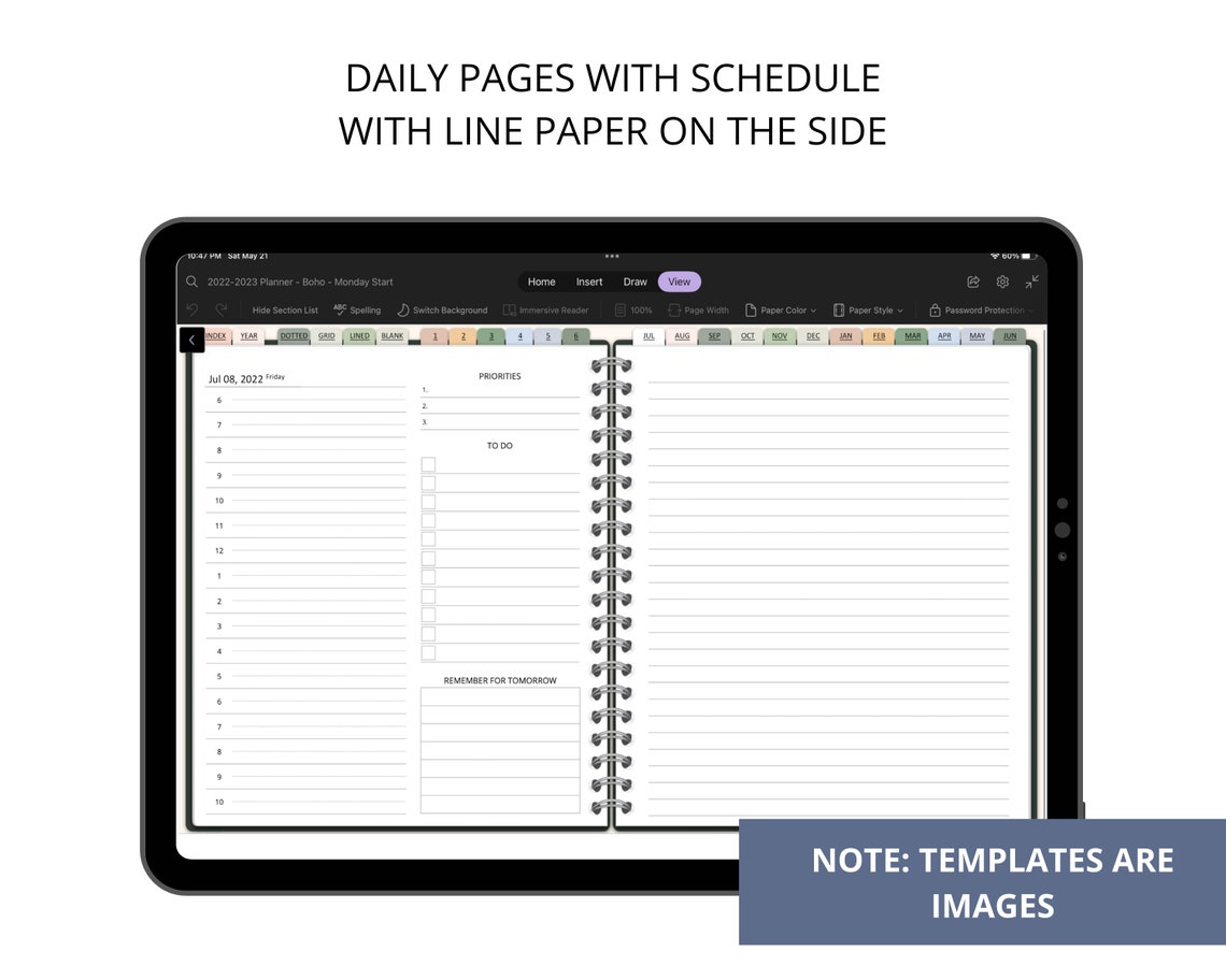 Onenote Planner July 2022 to June 2023 Onenote Midyear - Etsy