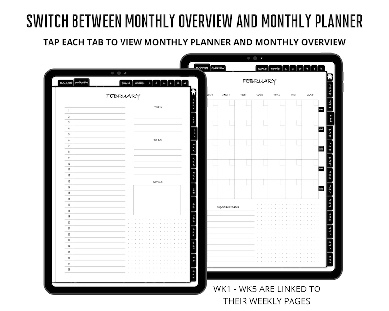 Undated Digital Planner Goodnotes Ipad Planner Notability - Etsy