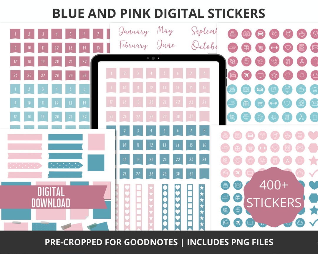 Digital Stickers Goodnotes, Dates Days Months PNG Stickers, Digital ...