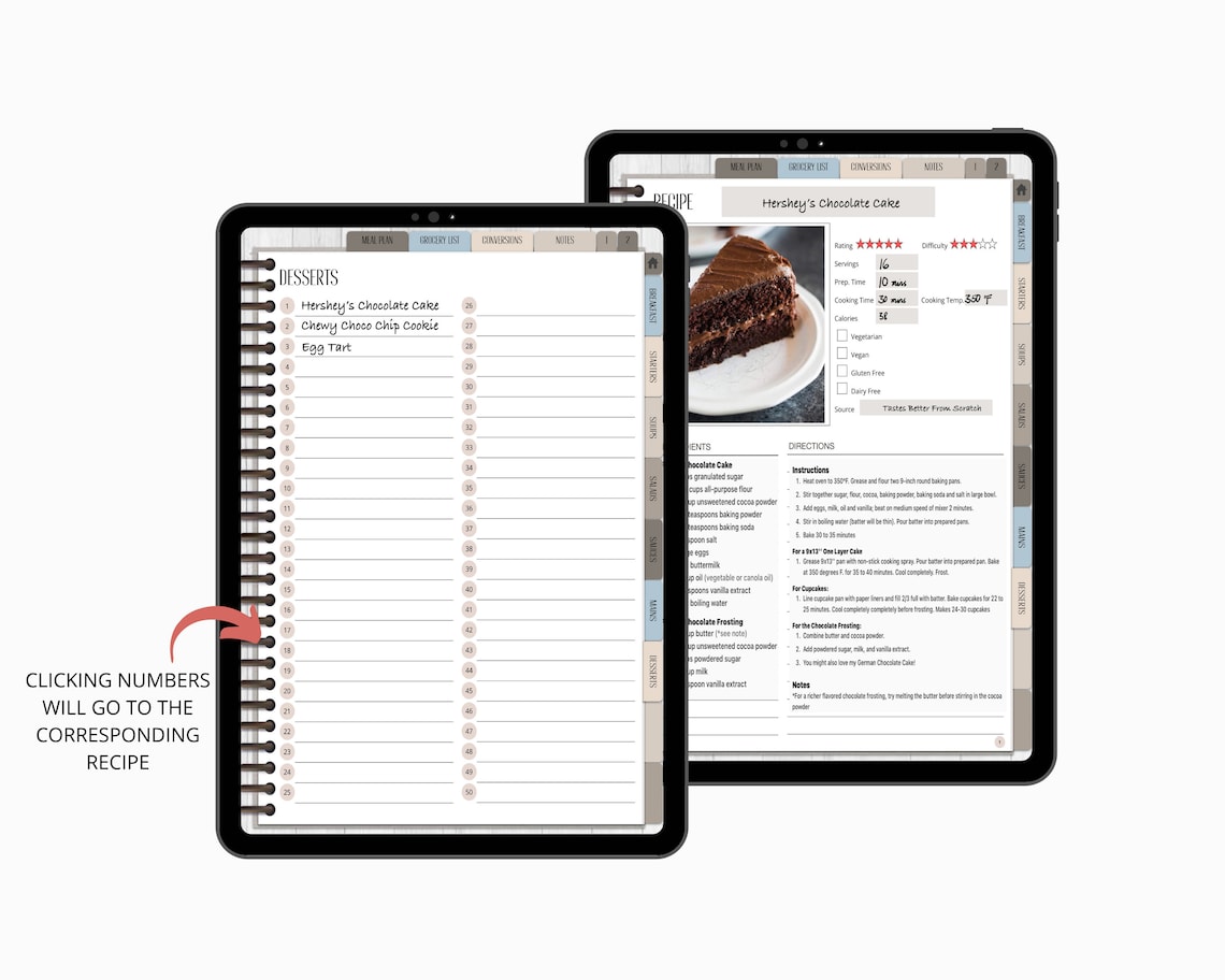 Digital Recipe Book Goodnotes, Digital Recipe Planner, Portrait Recipe ...