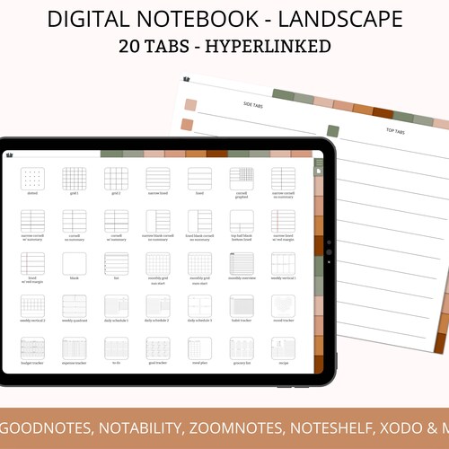 Digital Notebook With Tabs Digital Notebook Goodnotes - Etsy