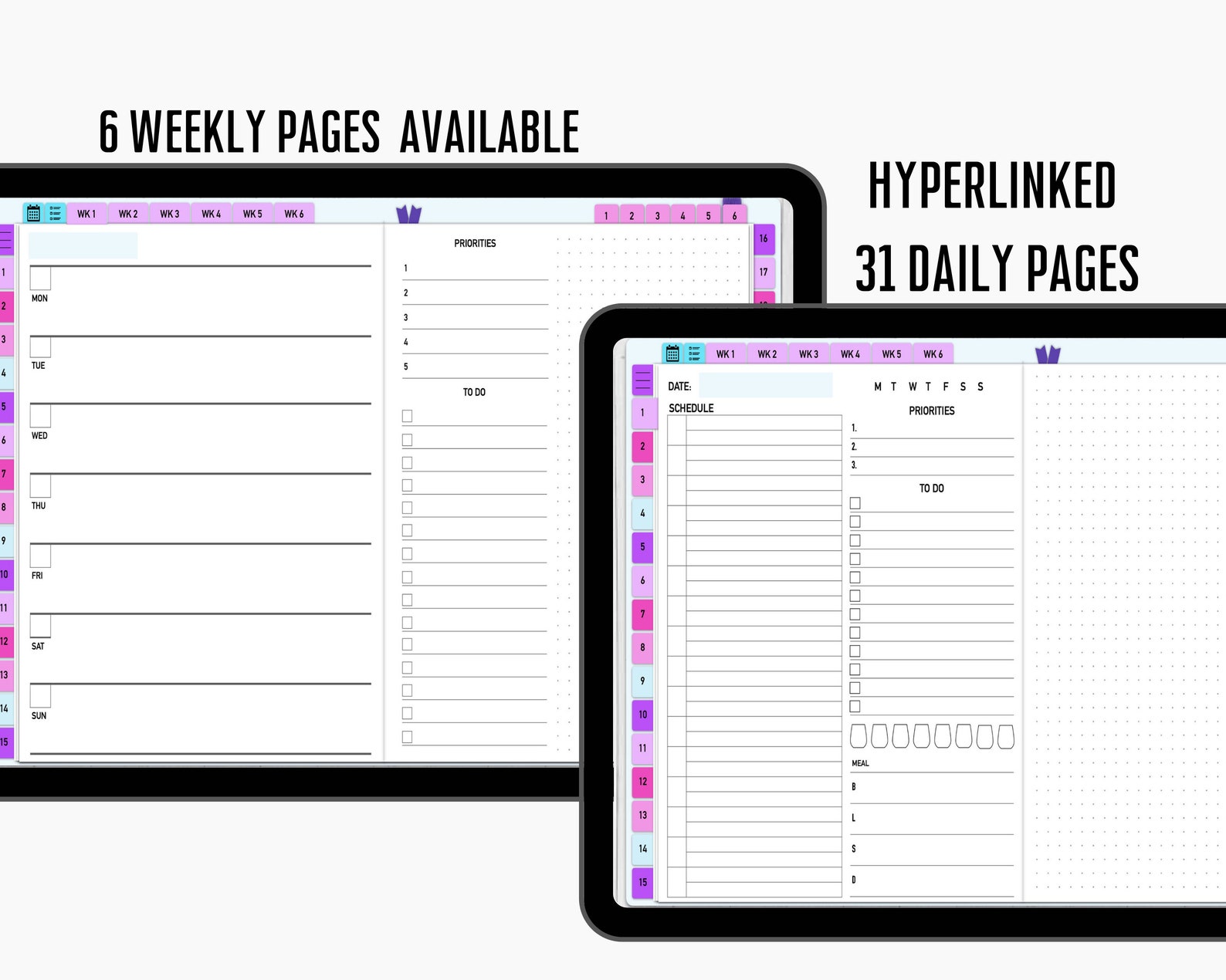 One Month Digital Planner Undated Horizontal Digital Planner - Etsy